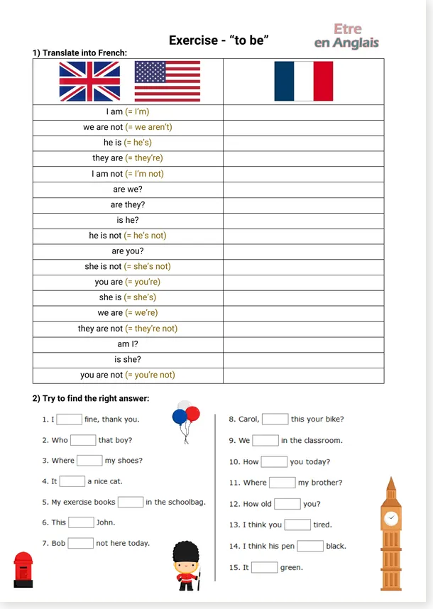 Verb To Be Worksheets: Free PDFs and Premium Resources - Fred's worksheets
