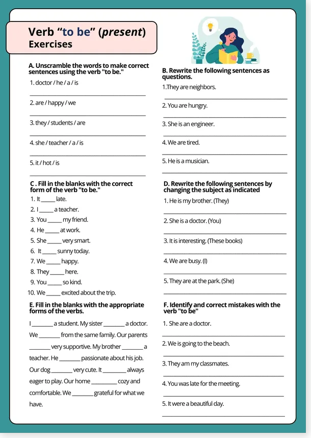 Verb To Be Worksheets: Free PDFs and Premium Resources - Fred's worksheets